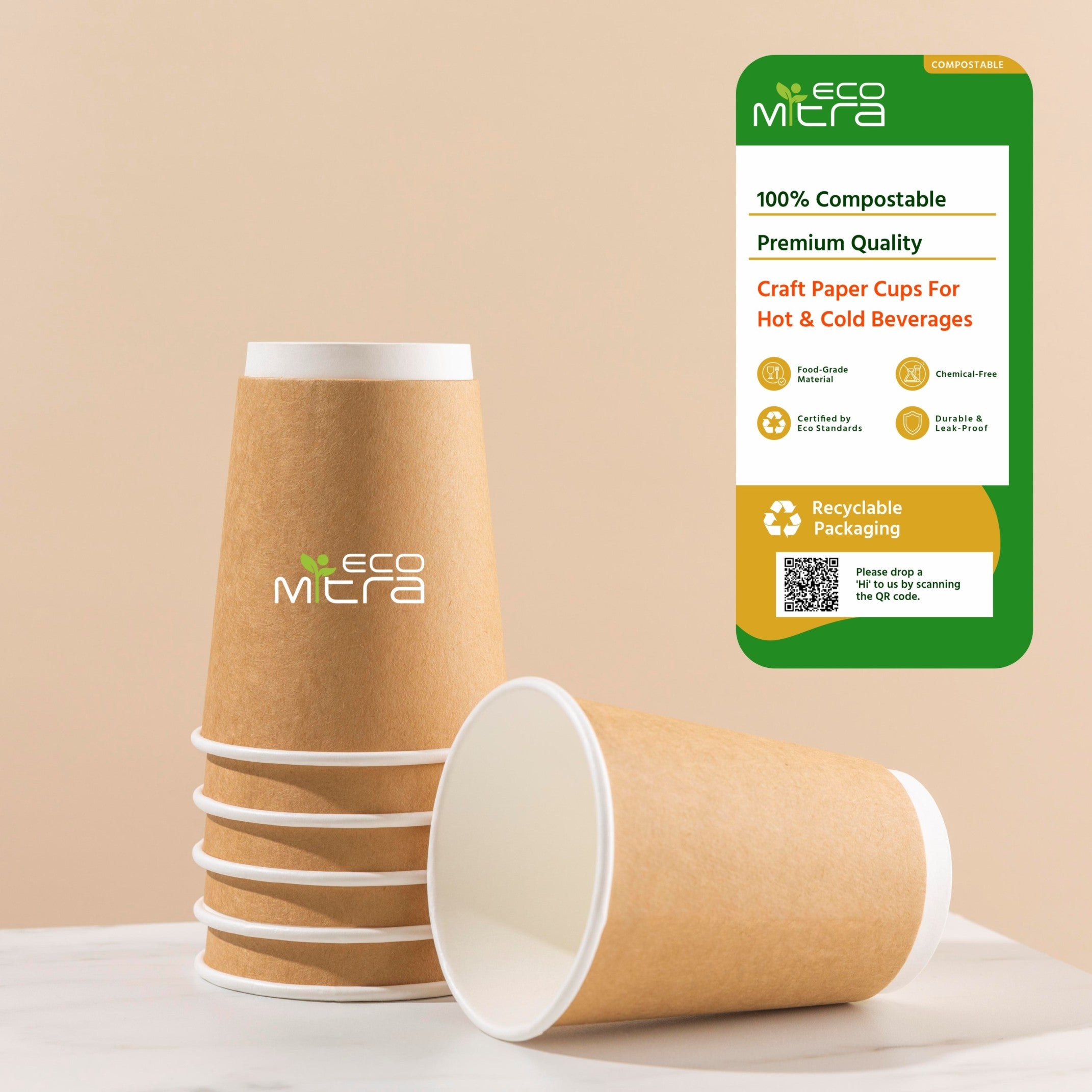 Kraft Double Wall Paper Cup – Eco Mitra